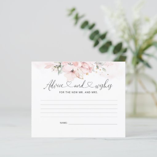 Blush gold floral advice and wishes card | Zazzle
