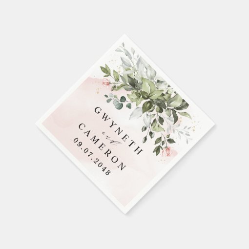 Blush Gold Greenery Succulent Dusty Blue Wedding Napkins | Zazzle Blush Gold Greenery Succulent Dusty Blue Wedding Napkins | Zazzle