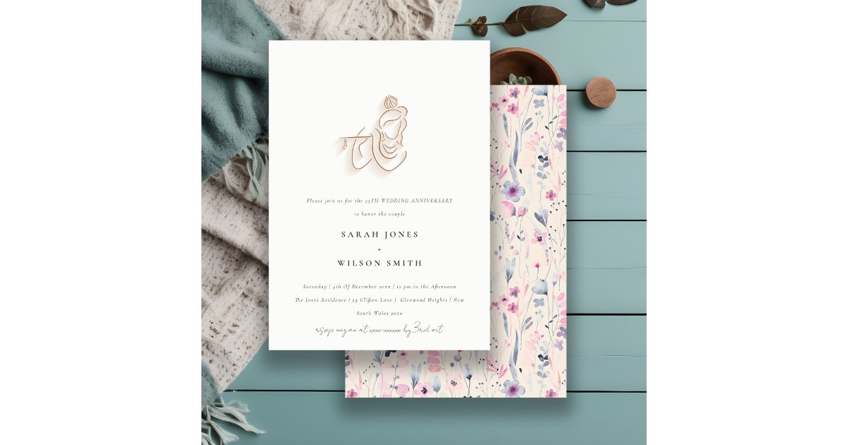 Blush Gold Wildflower Krishna Indian Anniversary Invitation | Zazzle