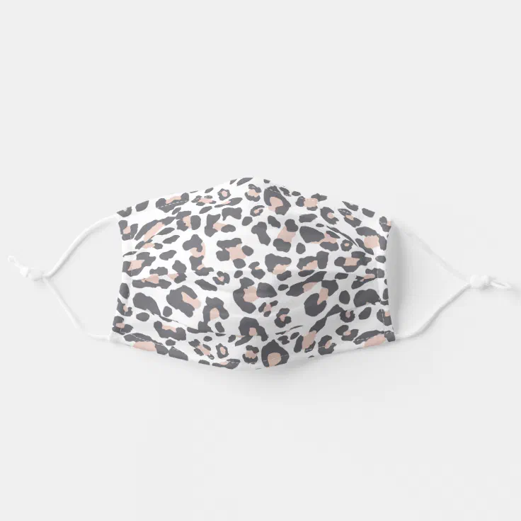 Blush & Gray Leopard Pattern Animal Print Adult Cloth Face Mask | Zazzle