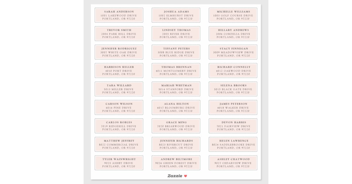 Blush | Individual Guest Address Labels | Zazzle