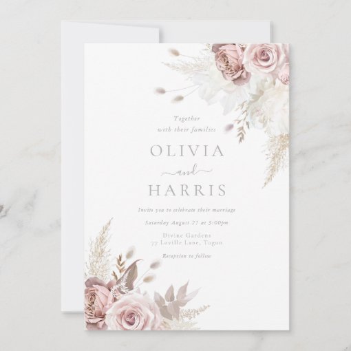 Blush & Ivory Elegant Wedding Invitation | Zazzle