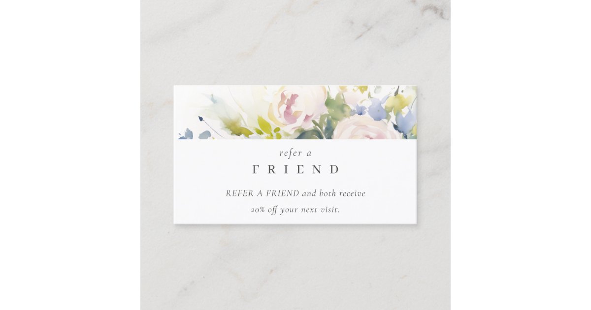 Blush Lilac Rose Floral Bunch Refer A Friend Business Card | Zazzle