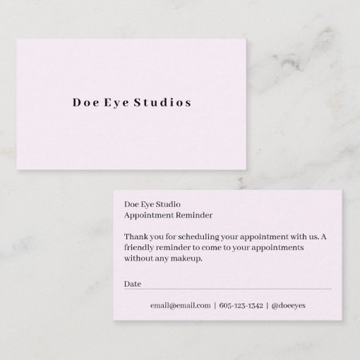 Blush Minimal Modern Business Appointment Reminder Business Card | Zazzle