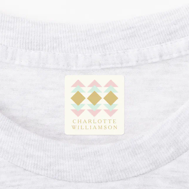 Blush Mint and Gold Geometric Personalized Name Labels | Zazzle