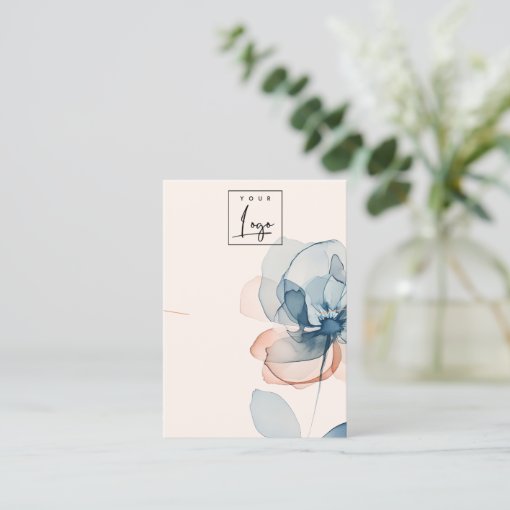 Blush Navy Rust Flower Logo Necklace Display Business Card | Zazzle