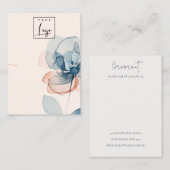Blush Navy Rust Flower Logo Necklace Display Business Card | Zazzle