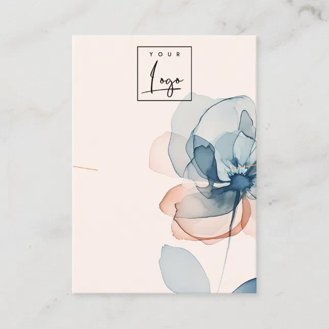 Blush Navy Rust Flower Logo Necklace Display Business Card | Zazzle