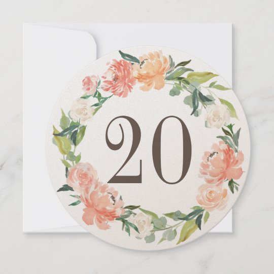 Blush Peach Watercolor Floral Table Number | Zazzle.com