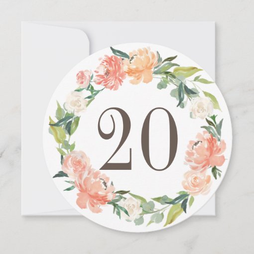 Blush Peach Watercolor Floral Table Number | Zazzle