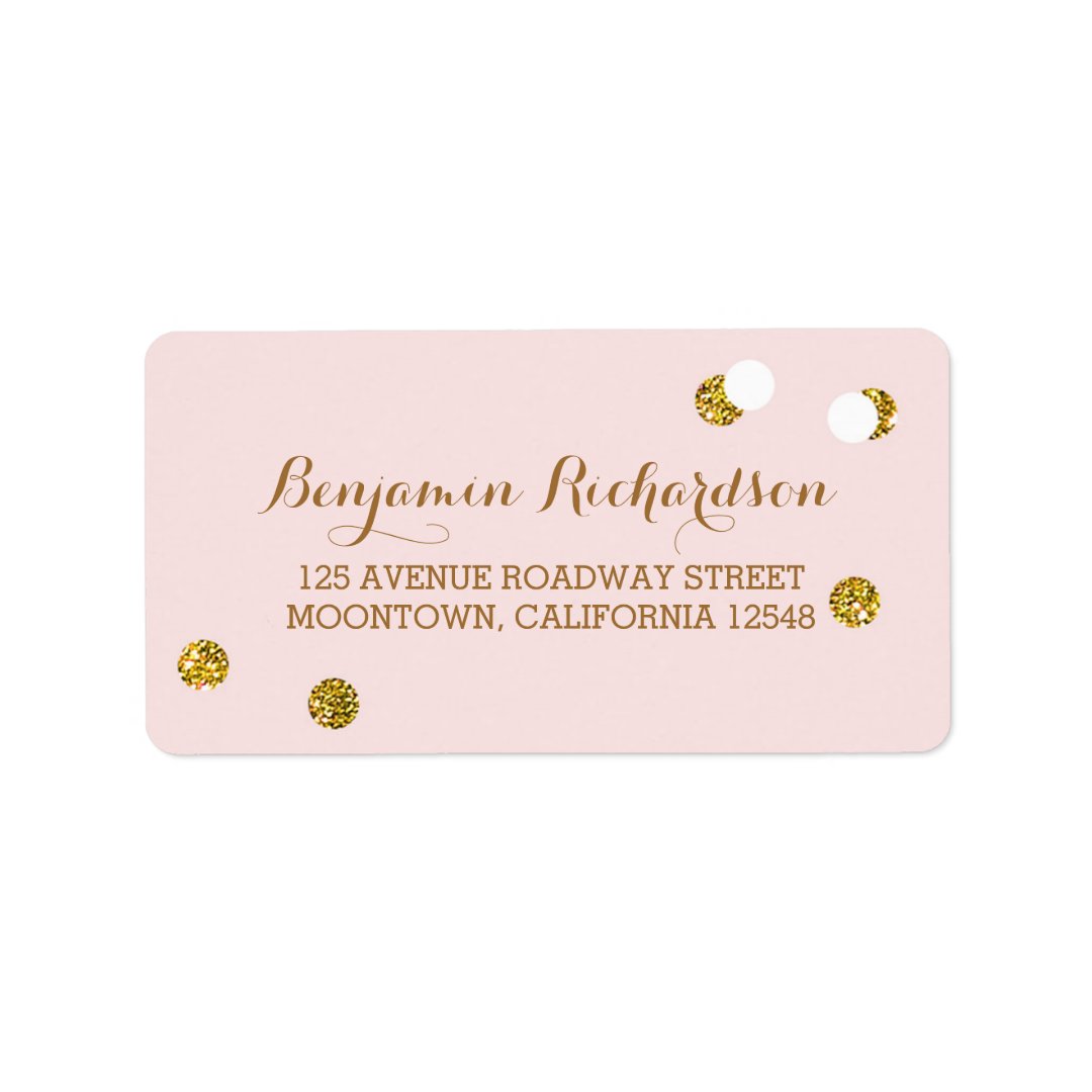 blush pink address labels with glitter confetti | Zazzle