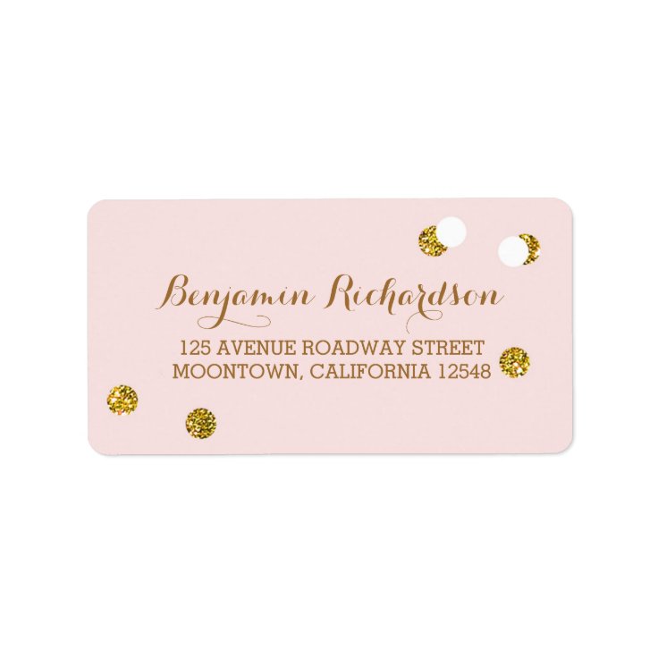 blush pink address labels with glitter confetti | Zazzle