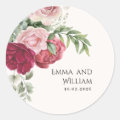 Blush Pink and Marsala Rose Wedding Classic Round Sticker | Zazzle