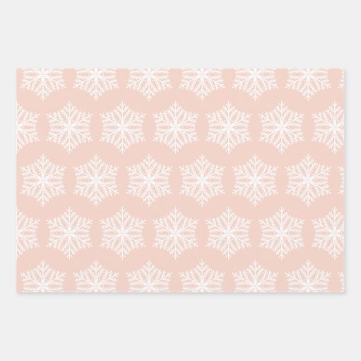 Blush Pink and White Snowflakes Christmas Wrapping Paper Sheets | Zazzle