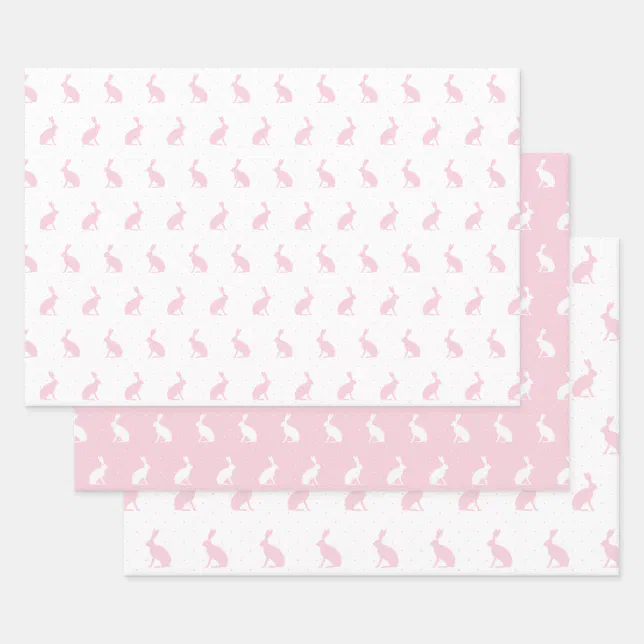 Blush Pink and White Upright Rabbits Pattern. Wrapping Paper Sheets ...