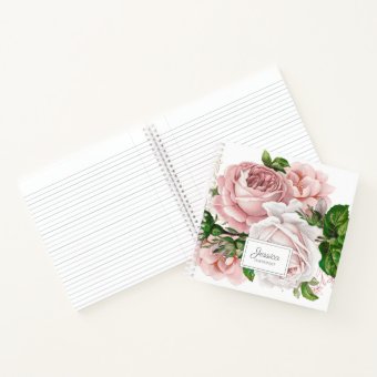 Blush Pink Antique Floral College Ruled Notebook | Zazzle