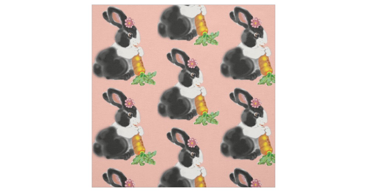 Blush Pink Baby Dutch Bunny Rabbit Vintage Nursery Fabric | Zazzle