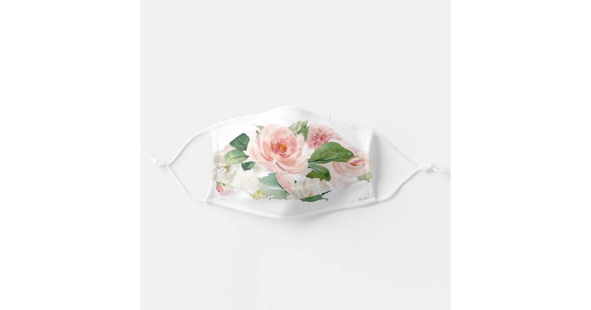 Blush Pink Bloom Floral Personalized Adult Cloth Face Mask | Zazzle