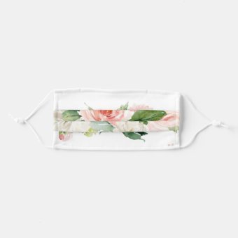 Blush Pink Bloom Floral Personalized Adult Cloth Face Mask | Zazzle