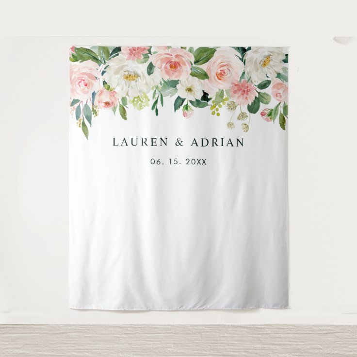 Blush Pink Bloom Wedding Backdrop | Zazzle