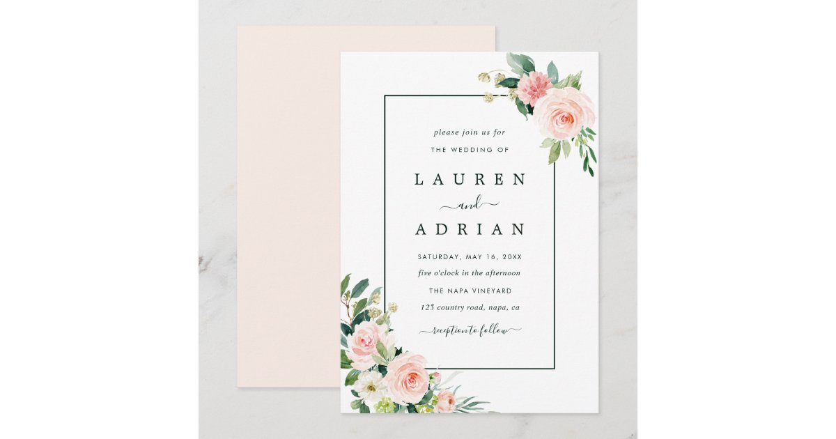 Blush Pink Bloom Wedding Invitation | Zazzle
