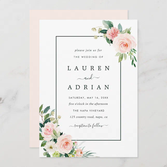 Blush Pink Bloom Wedding Invitation | Zazzle