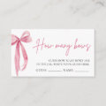 Blush Pink Bow Guess How Many Bows Game Enclosure Card | Zazzle