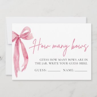 Blush Pink Bow Guess How Many Bows Game Invitation | Zazzle