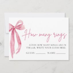Blush Pink Bow Guess How Many Rings Game Invitation | Zazzle