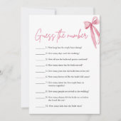 Blush Pink Bow Guess the Number Bridal Shower Game Invitation | Zazzle