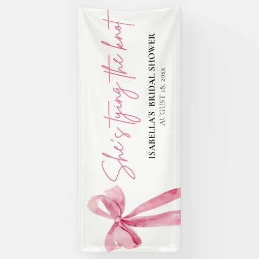 Blush Pink Bow She's Tying the Knot Bridal Shower Banner | Zazzle