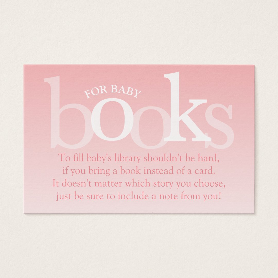 Blush Pink Bring a Book Baby Shower Card | Zazzle