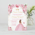 Blush Pink Brown Hair Princess Sweet Sixteen Invitation | Zazzle