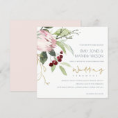 BLUSH PINK BURGUNDY PROTEA FLORAL WEDDING INVITATION | Zazzle