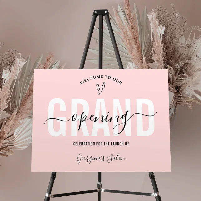 Blush Pink Business Grand Opening Welcome Sign | Zazzle