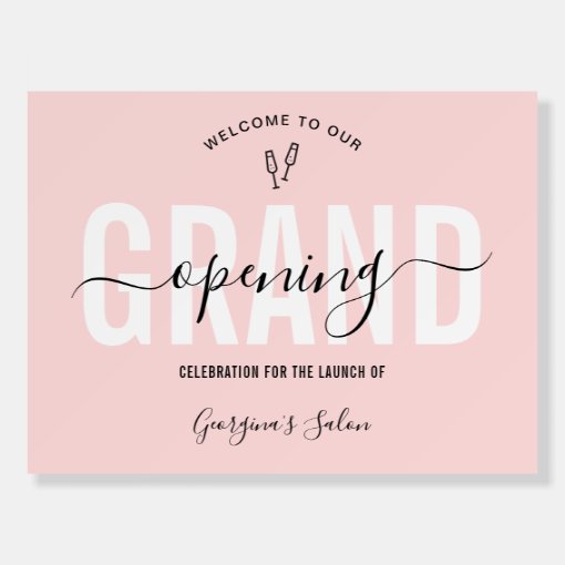 Blush Pink Business Grand Opening Welcome Sign | Zazzle