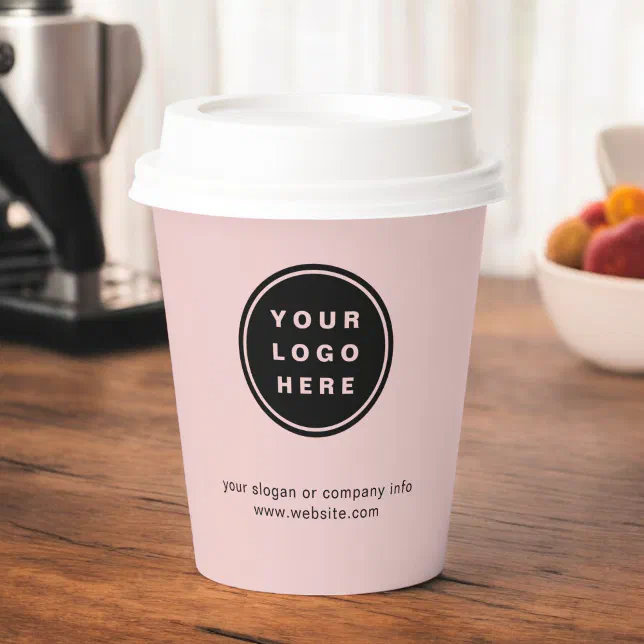 Blush Pink Business Logo Corporate Professional Paper Cups | Zazzle