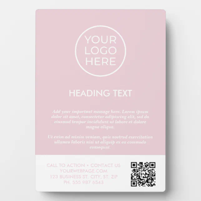 Blush Pink Business Logo Plaque | Zazzle