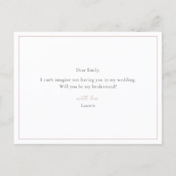 Blush Pink Calligraphy Bridesmaid Proposal Card | Zazzle