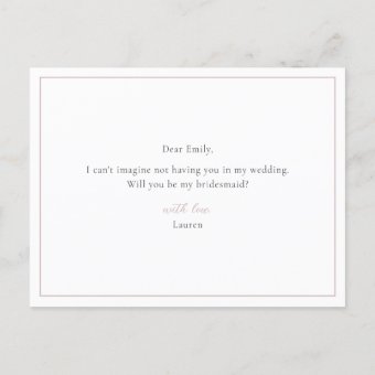 Blush Pink Calligraphy Bridesmaid Proposal Card | Zazzle