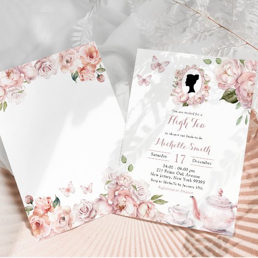 Blush Pink Cameo English Afternoon Tea Invitation | Zazzle