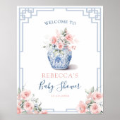 Blush Pink Chinoiserie Ginger Jar Welcome Poster | Zazzle