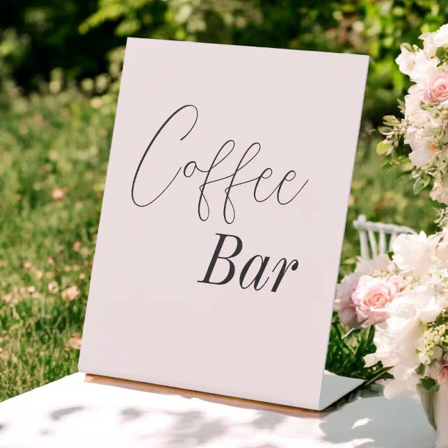 Blush Pink Coffee Bar Wedding Shower Pedestal Sign | Zazzle