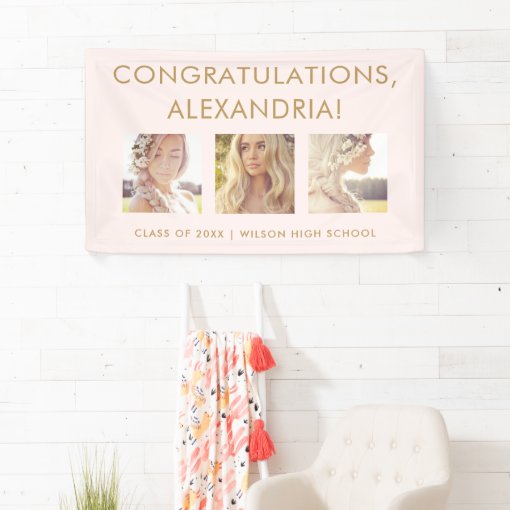 Blush Pink | Congratulations Graduate Photo Banner | Zazzle
