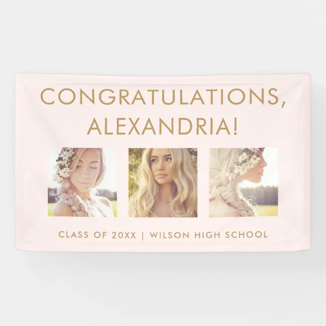 Blush Pink | Congratulations Graduate Photo Banner | Zazzle