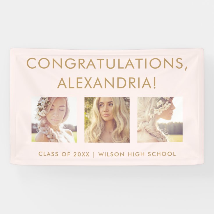 Blush Pink | Congratulations Graduate Photo Banner | Zazzle