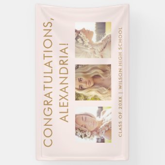 Blush Pink | Congratulations Graduate Photo Banner | Zazzle