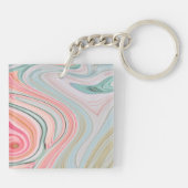 blush pink coral mint green marble swirls rainbow keychain | Zazzle