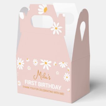 Blush Pink Daisy Birthday Party Favor Box | Zazzle