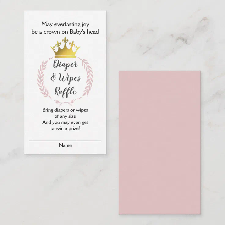 Blush Pink DIAPER WIPES RAFFLE Christian Enclosure Card | Zazzle